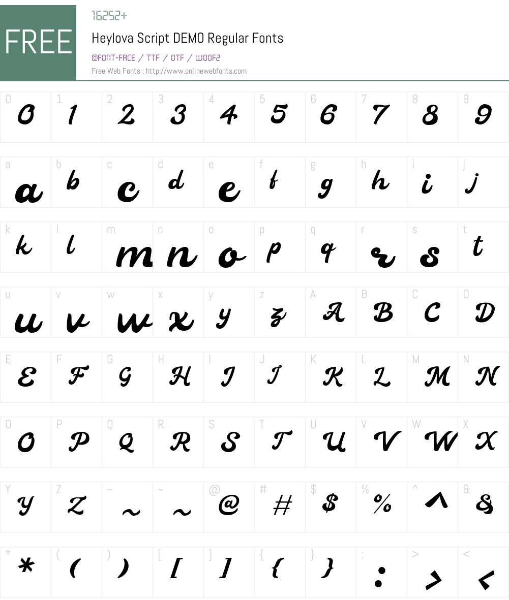 Heylova Script DEMO Regular 1.000 Fonts Free Download - OnlineWebFonts.COM