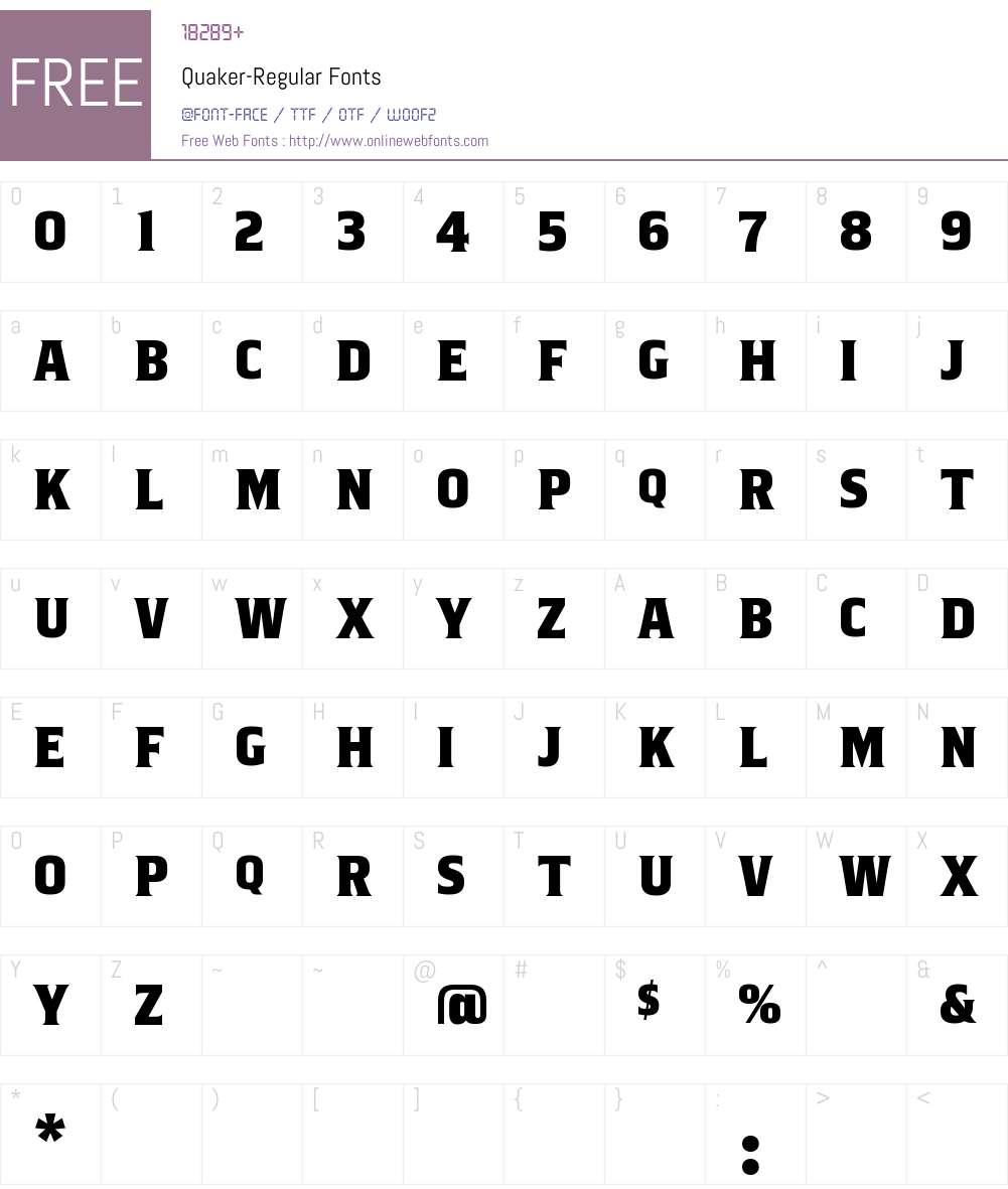 Quaker-Regular 1.000;PS 001.000;hotconv 1.0.57;makeotf.lib2.0.21895 ...