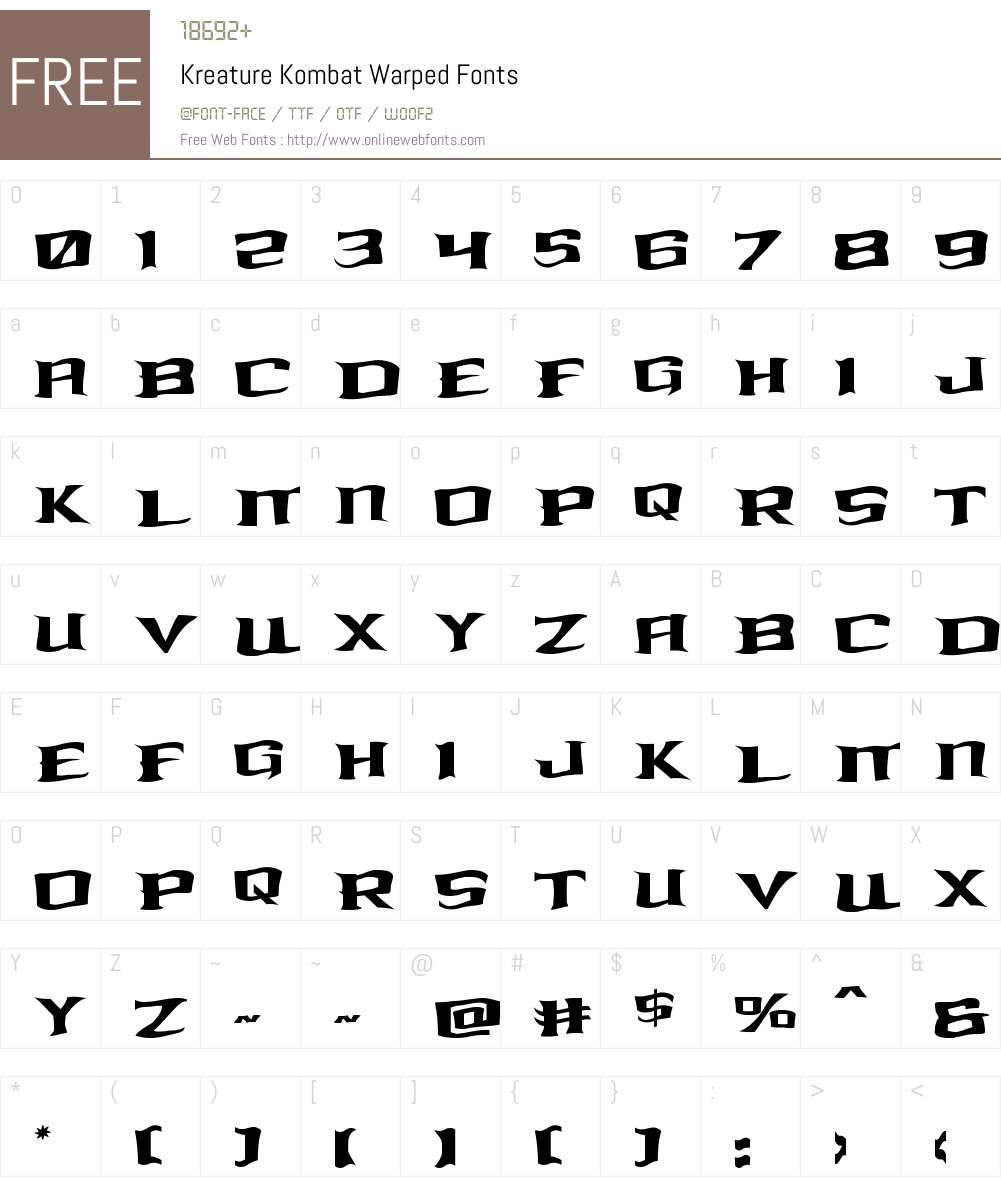 Kreature Kombat Warped 1.0; 2018 Fonts Free Download - OnlineWebFonts.COM
