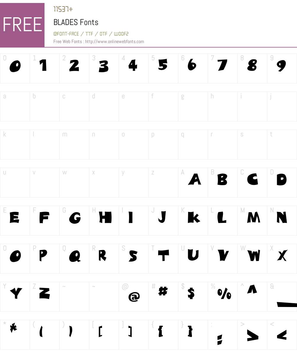 BLADES Converted from C:TTFONTSBLADES2.TF1 by ALLTYPE Fonts Free ...