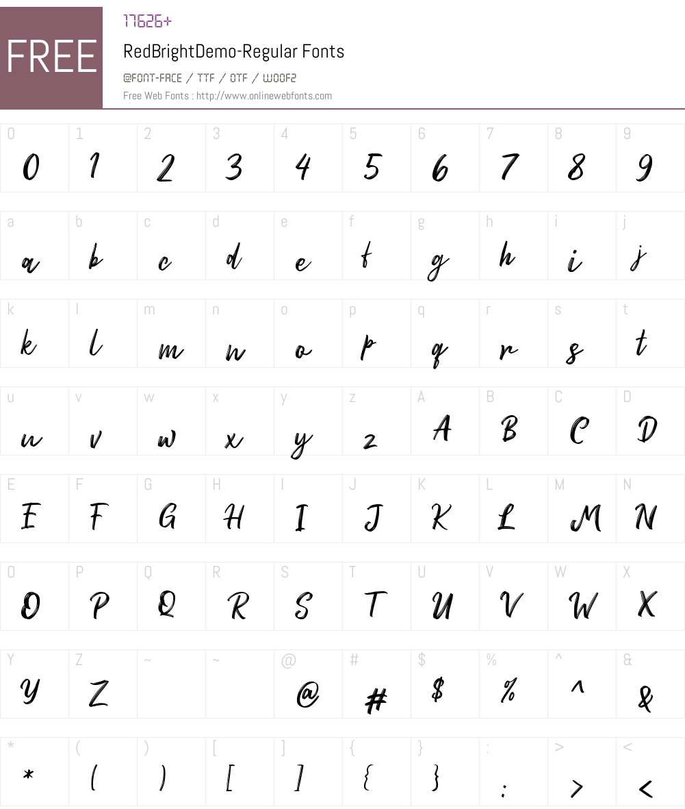 Red Bright Demo 1.000 Fonts Free Download - OnlineWebFonts.COM