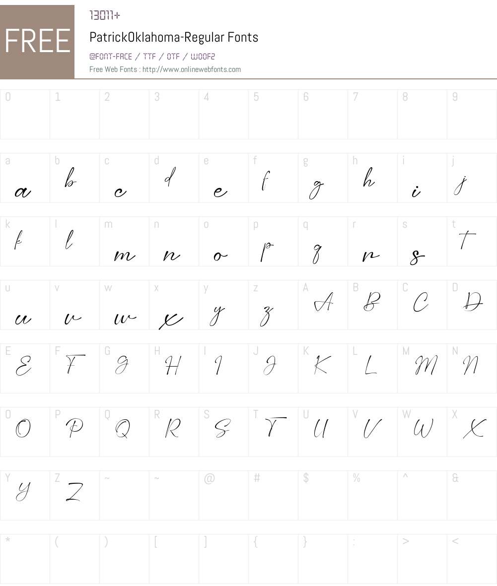 Patrick Oklahoma 1.000 Fonts Free Download - OnlineWebFonts.COM