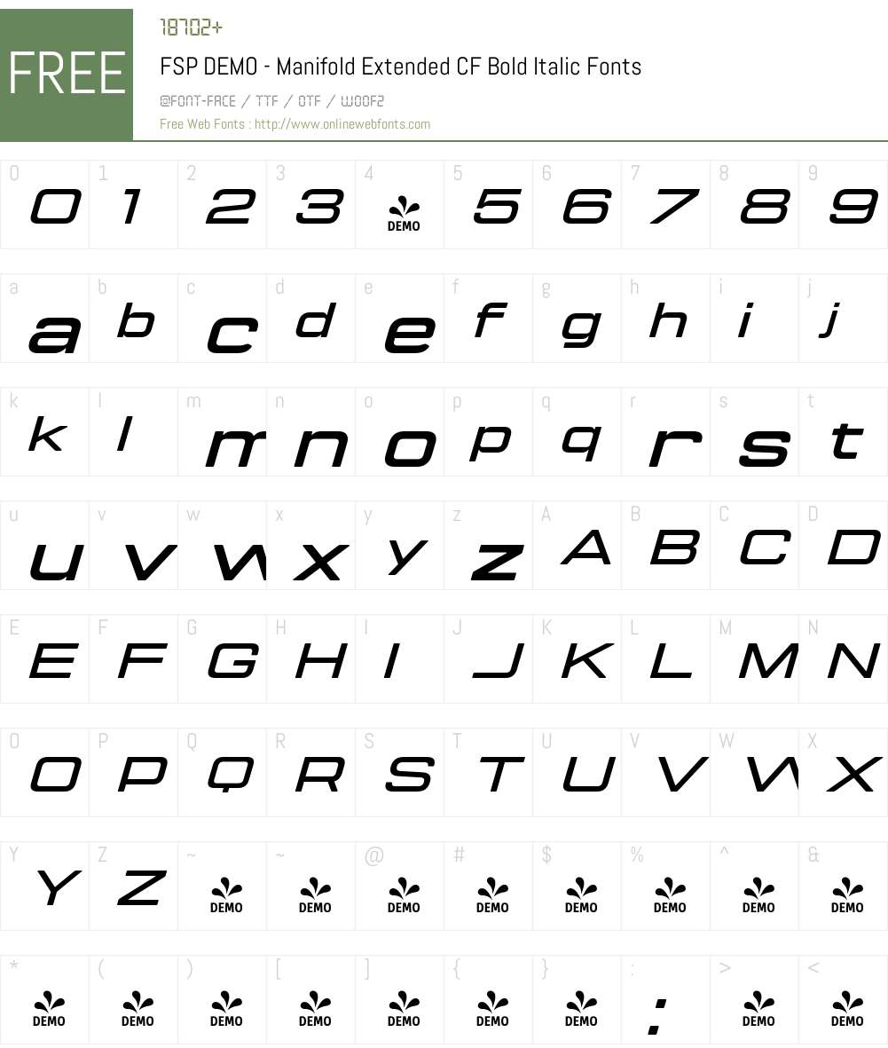 FSP DEMO - Manifold Extended CF 4.000;PS 004.000;hotconv 1.0.88;makeotf ...