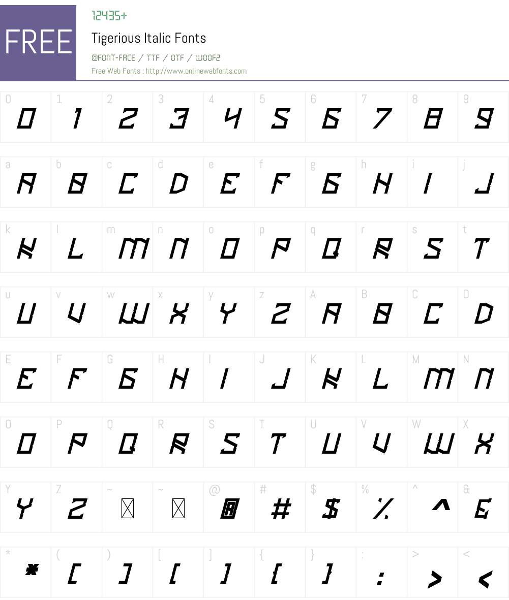 Tigerious Italic 1.00;September 19, 2020;FontCreator 11.5.0.2430 64-bit ...