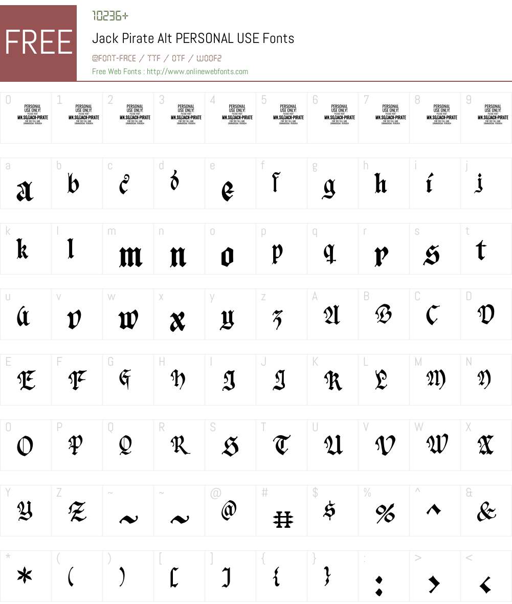 Jack Pirate Alt PERSONAL USE 1.0 Fonts Free Download - OnlineWebFonts.COM