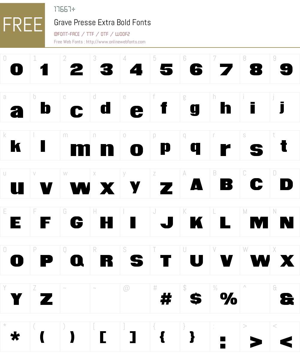 Grave Presse Extra Bold 1.000 Fonts Free Download - OnlineWebFonts.COM