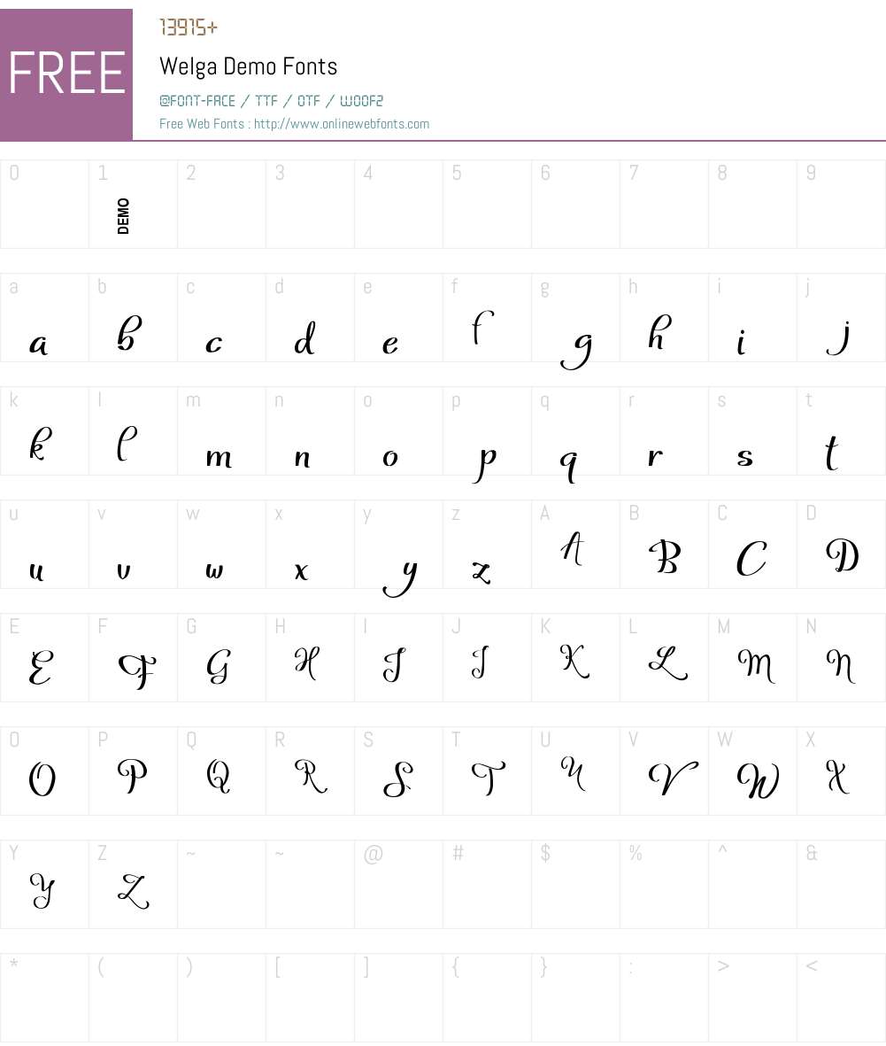 Welga Demo 1.000 Fonts Free Download - OnlineWebFonts.COM