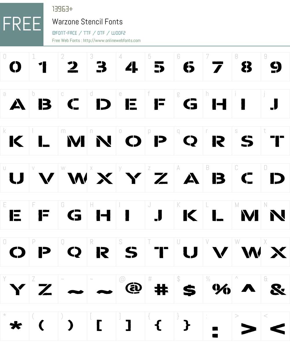 Warzone Stencil 0.00;October 23, 2020;FontCreator 11.5.0.2430 32-bit ...