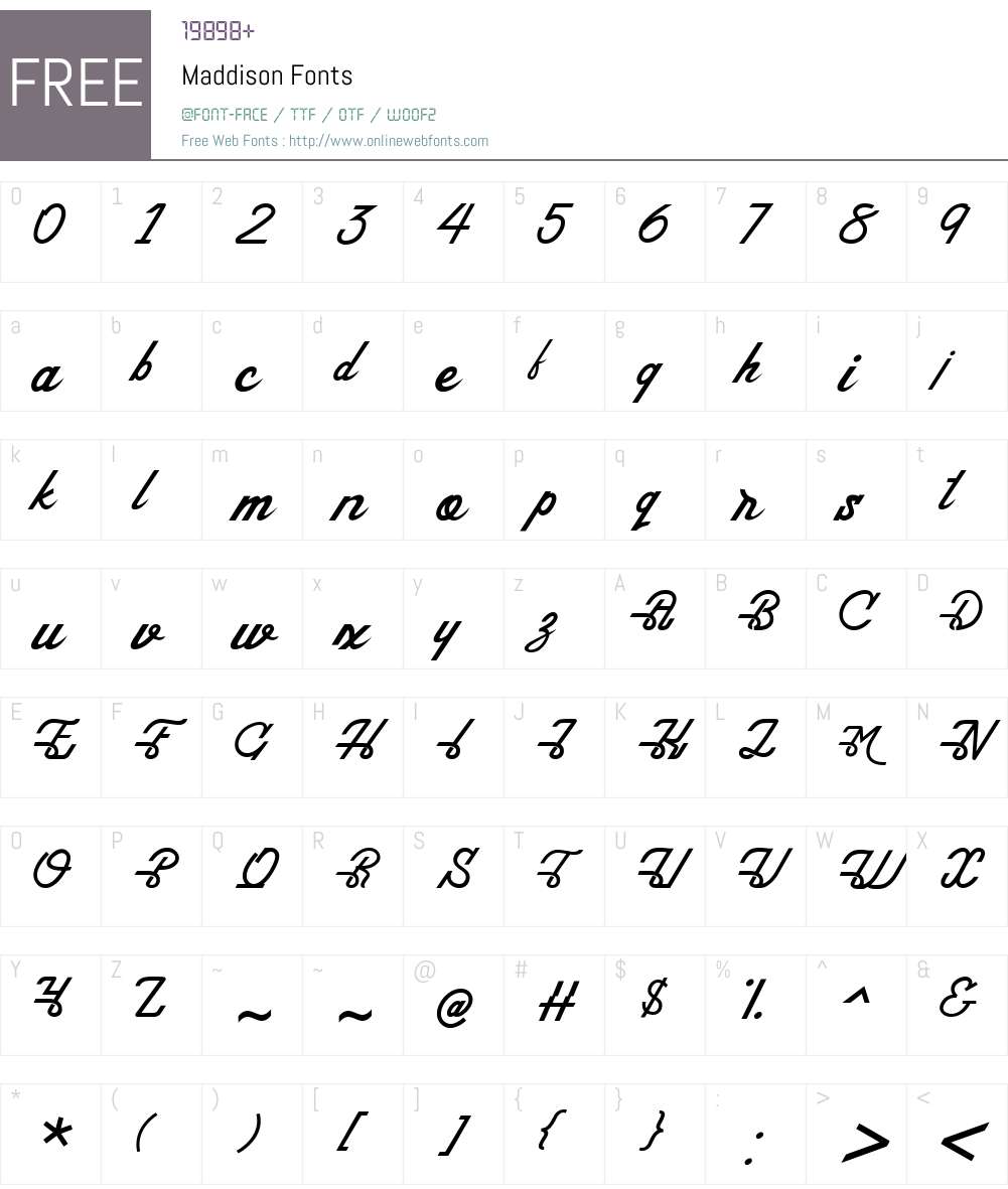 Maddison 1.00;September 23, 2018;FontCreator 11.5.0.2422 64-bit Fonts ...