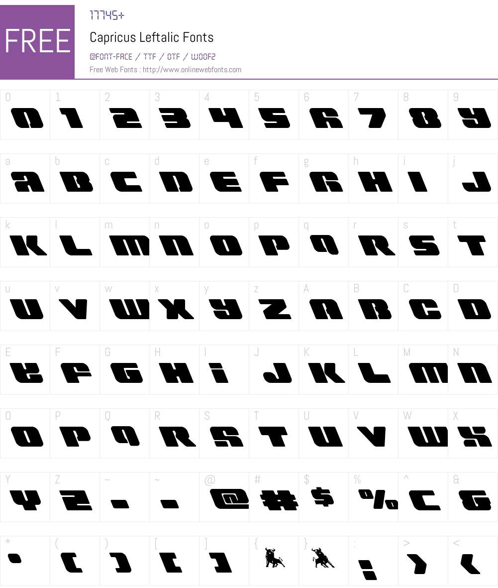 Capricus Leftalic 1.0; 2017 Fonts Free Download - OnlineWebFonts.COM