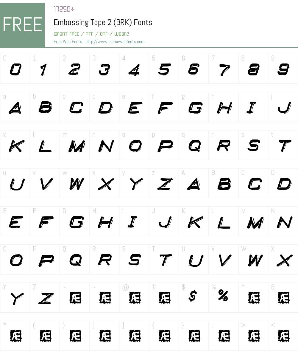 Embossing Tape 2 (BRK) 2.00 Fonts Free Download - OnlineWebFonts.COM