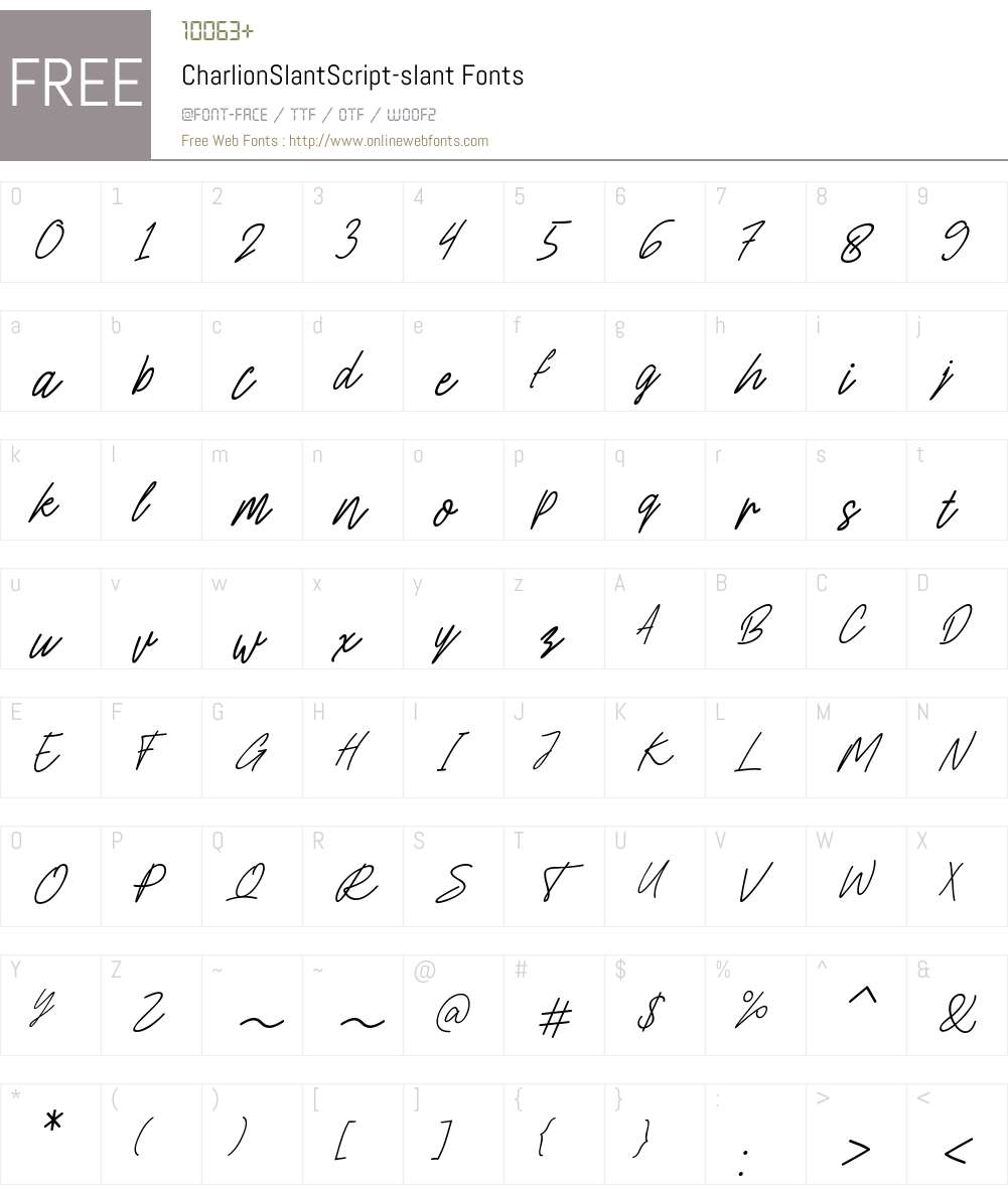 CharlionSlantScript-slant 1.000 Fonts Free Download - OnlineWebFonts.COM