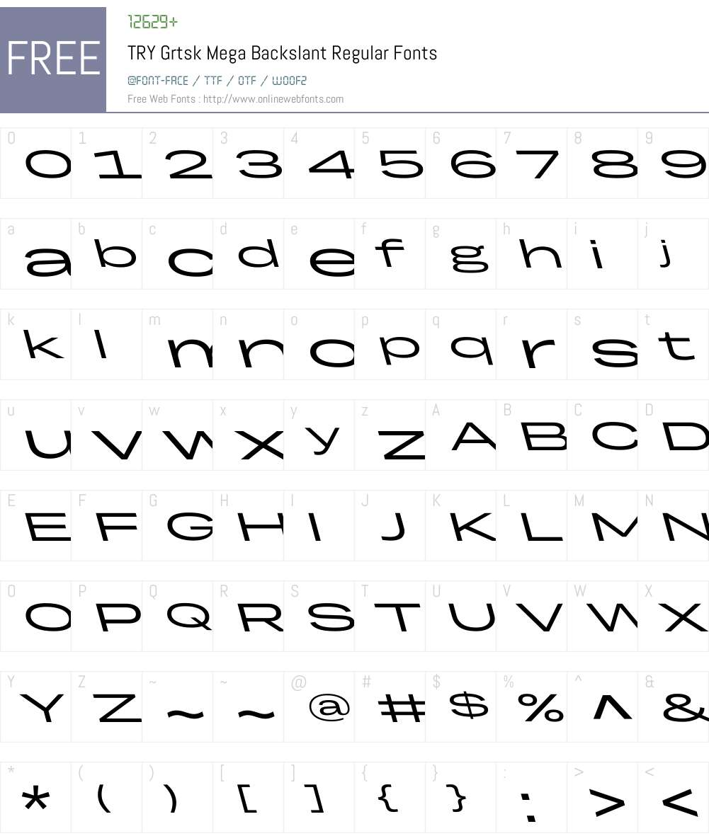 TRY Grtsk Mega Backslant 2.004 Fonts Free Download - OnlineWebFonts.COM