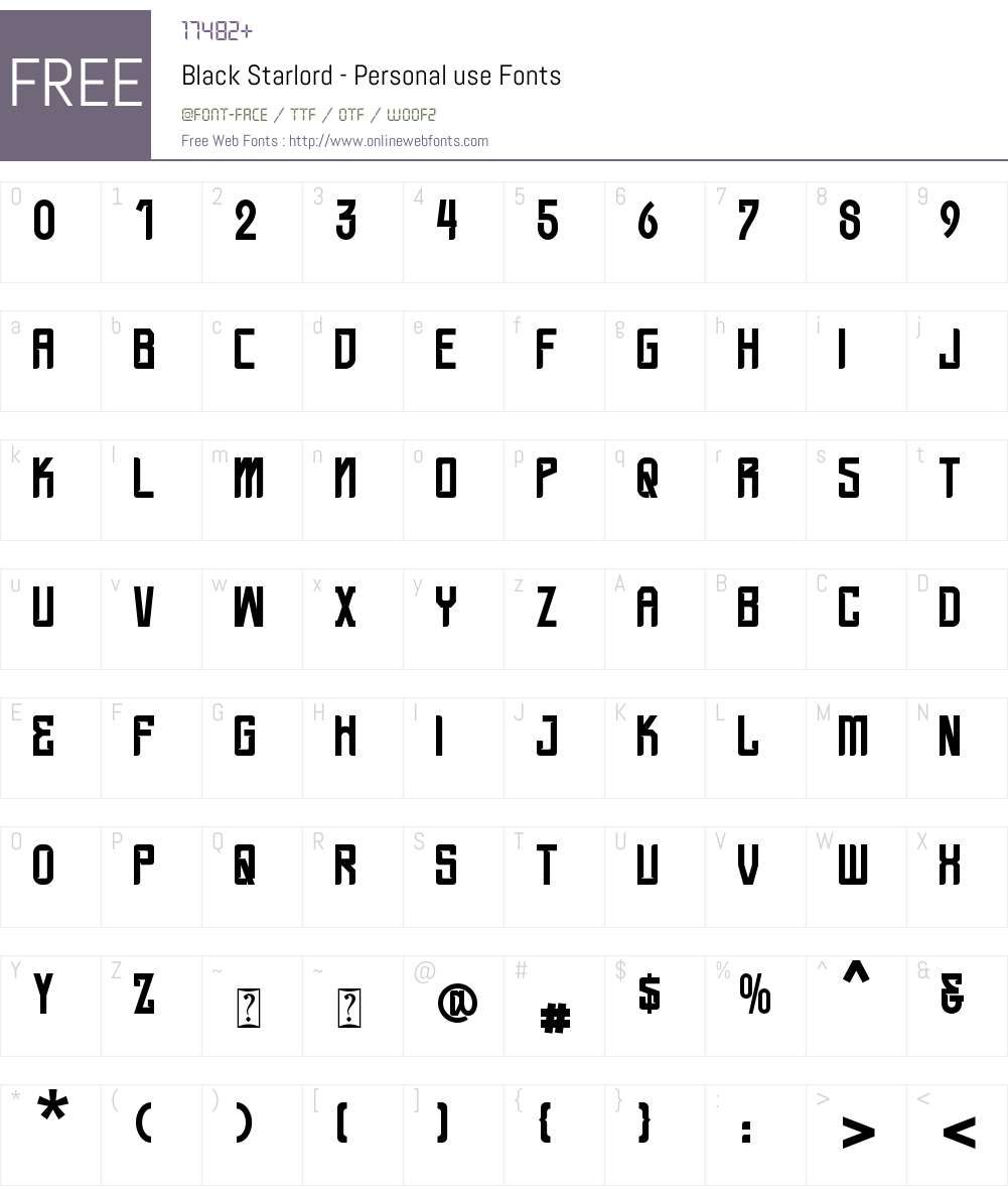 Black Starlord - Personal use 1.000;February 24, 2024;FontCreator 15.0 ...