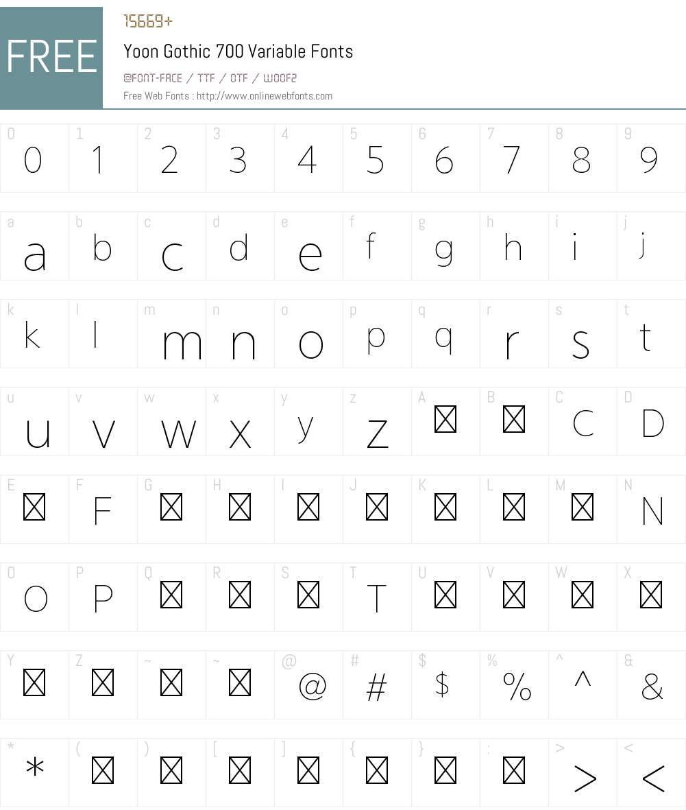 Yoon Gothic 700 Variable 1.040; Build 20220209 Fonts Free Download - OnlineWebFonts.COM