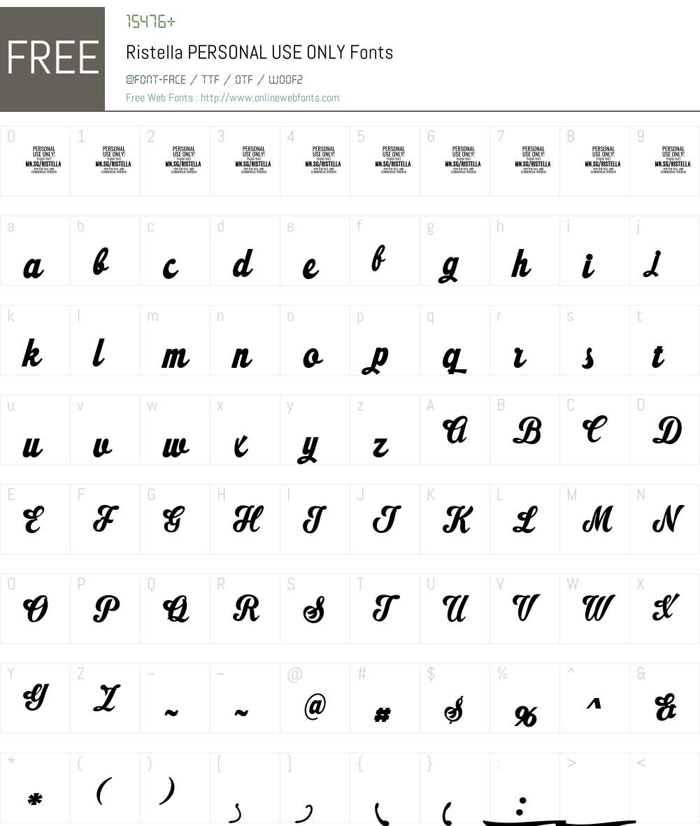 Ristella PERSONAL USE ONLY 1.000 Fonts Free Download - OnlineWebFonts.COM