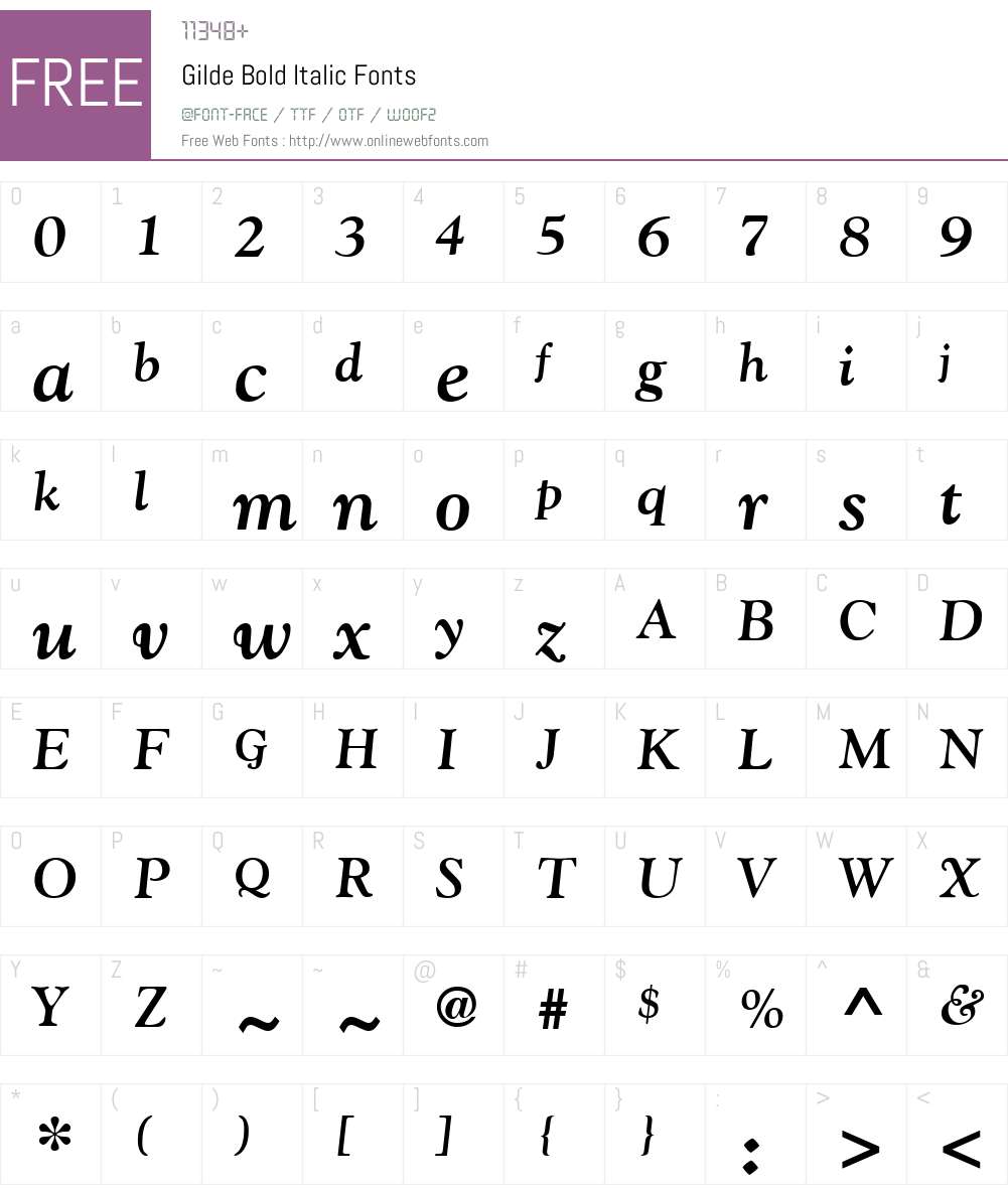 Gilde Bold Italic (C)opyright 1992 W.S.I. 8/6/92 Fonts Free Download ...