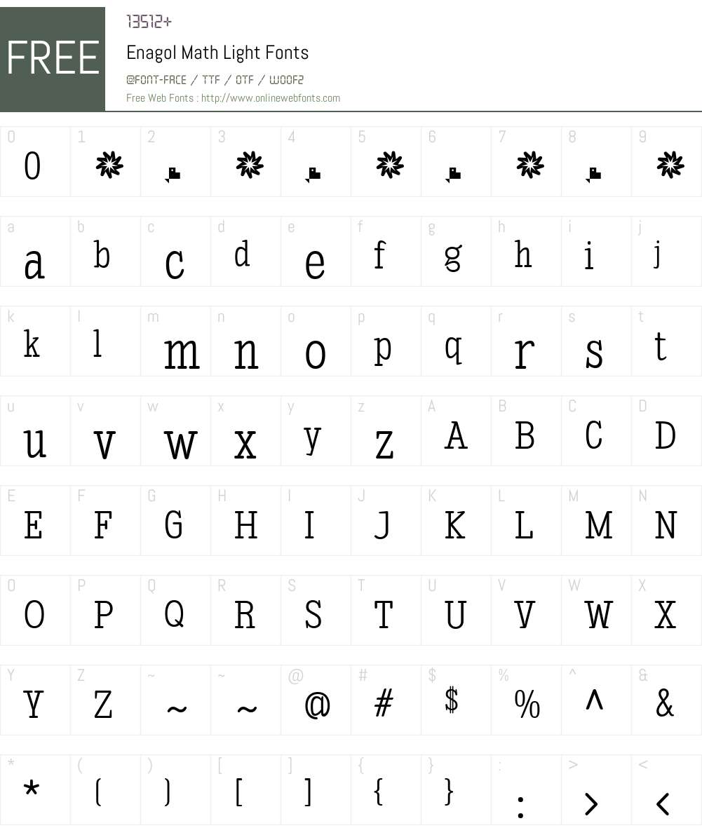 Enagol Math Light 1.181 Fonts Free Download - OnlineWebFonts.COM