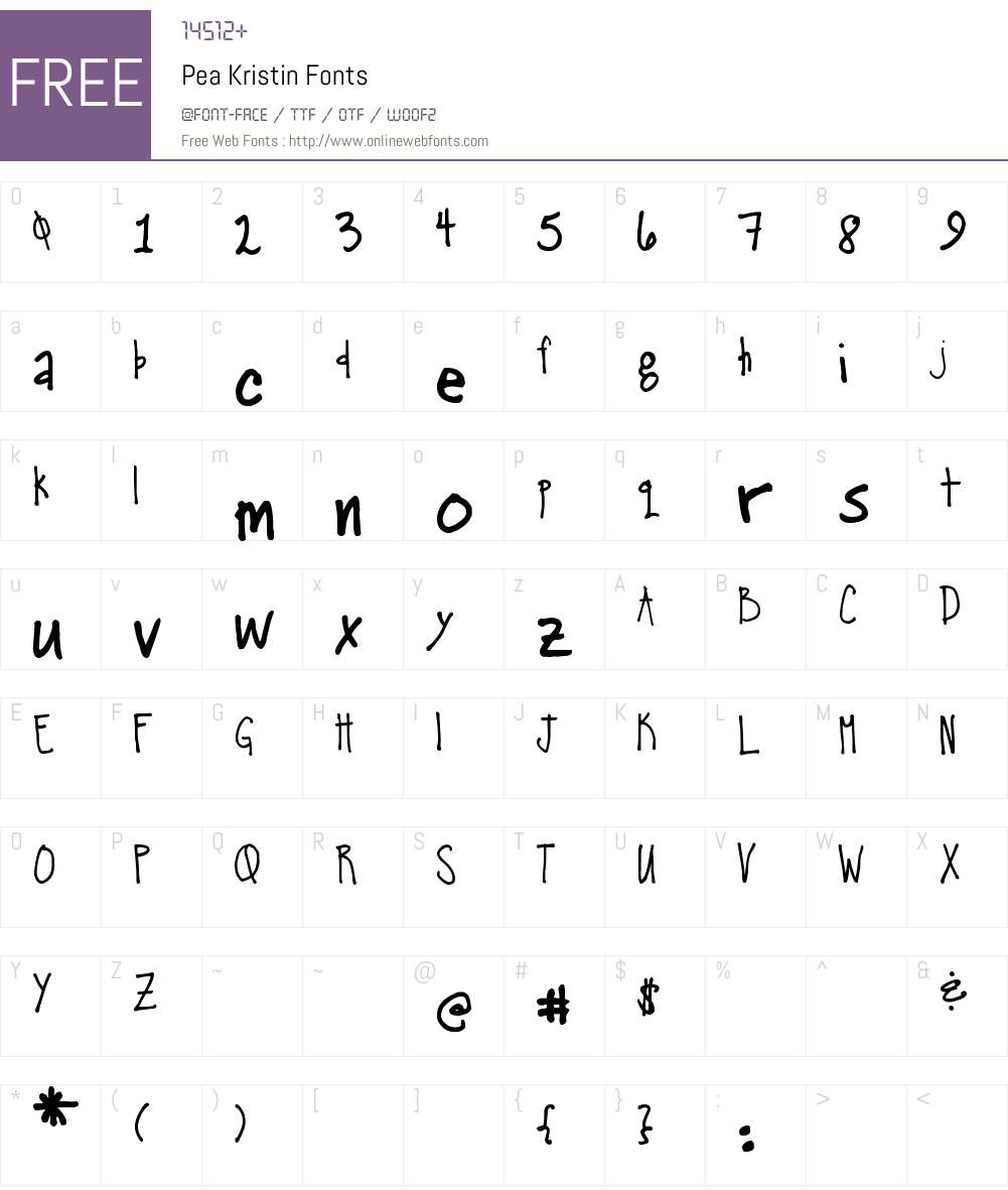 Pea Kristin 1.00 April 29, 2006, initial release Fonts Free Download ...