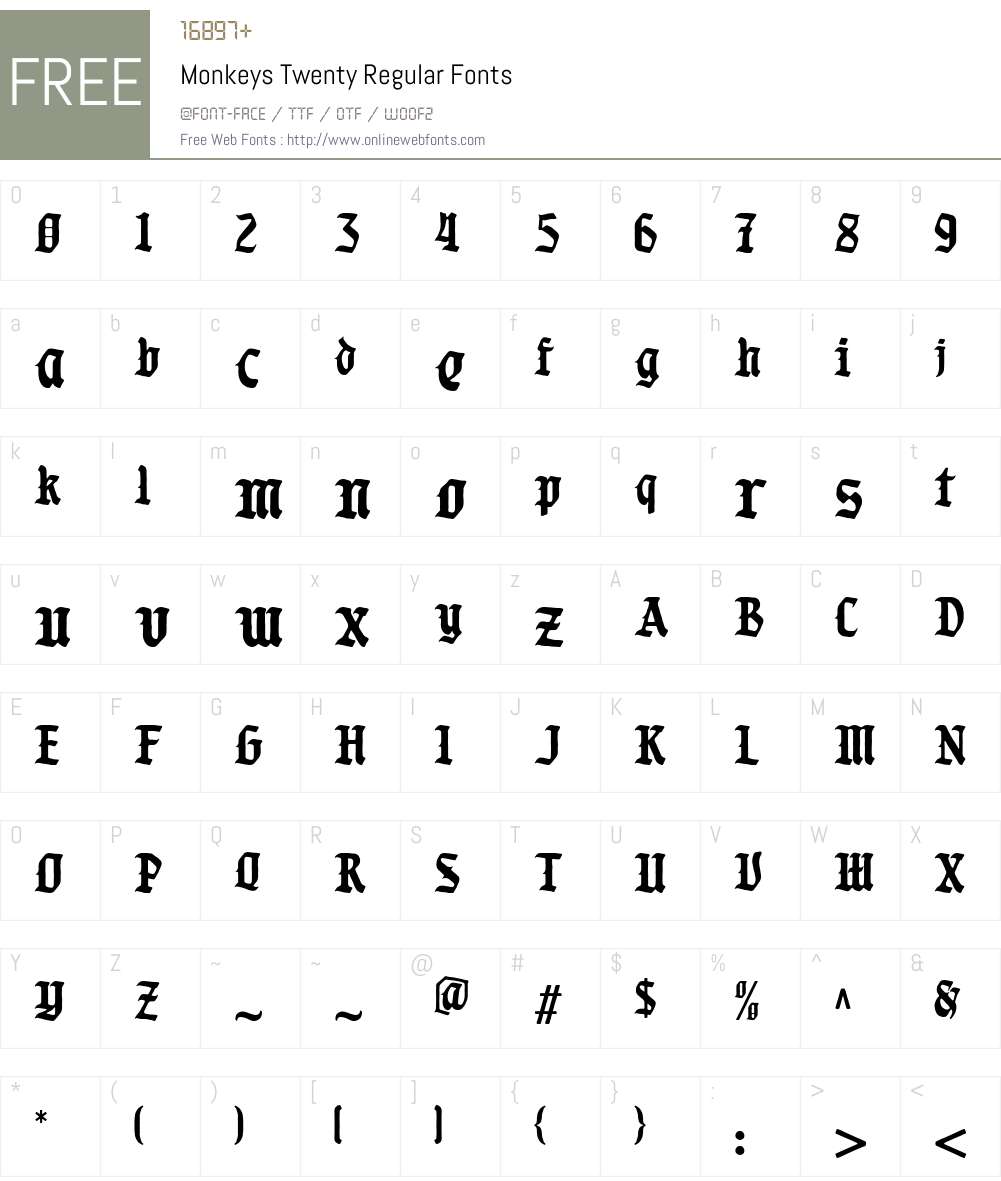 Monkeys Twenty 1.000 Fonts Free Download - OnlineWebFonts.COM
