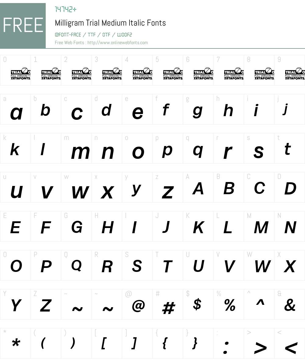 Milligram Trial Medium 1.000 Fonts Free Download - OnlineWebFonts.COM