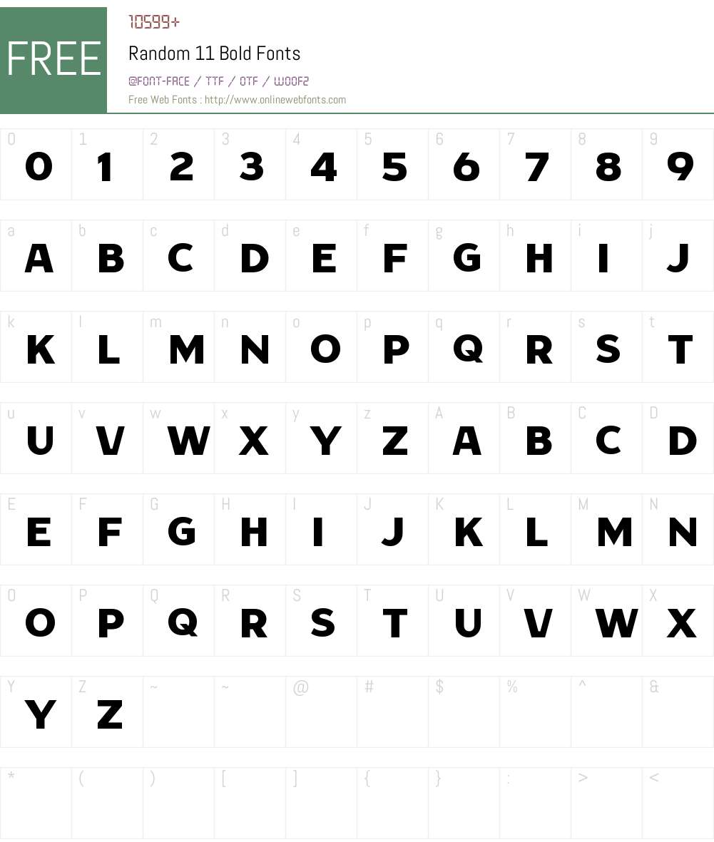 Random 11 Bold 1.00;August 16, 2019;FontCreator 11.5.0.2430 64-bit ...