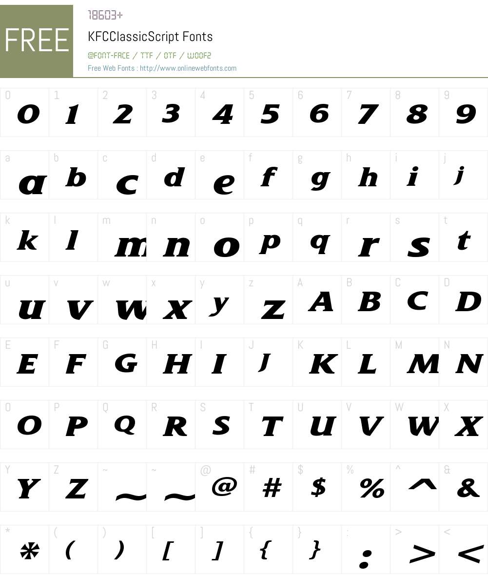 KFCClassicScript 1.0 Fonts Free Download - OnlineWebFonts.COM