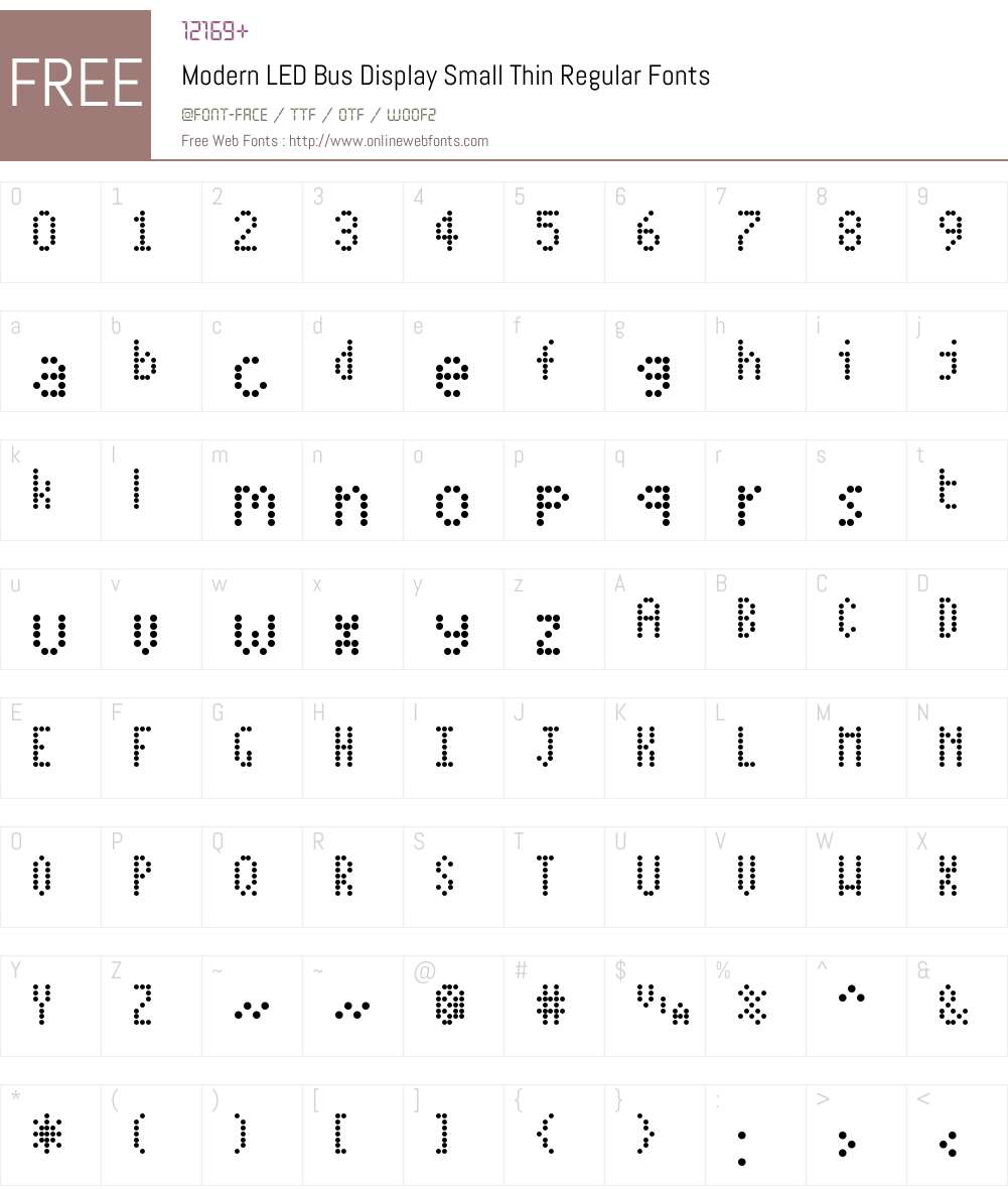 Modern LED Bus Display Small Thin 1.0 Fonts Free Download - OnlineWebFonts.COM