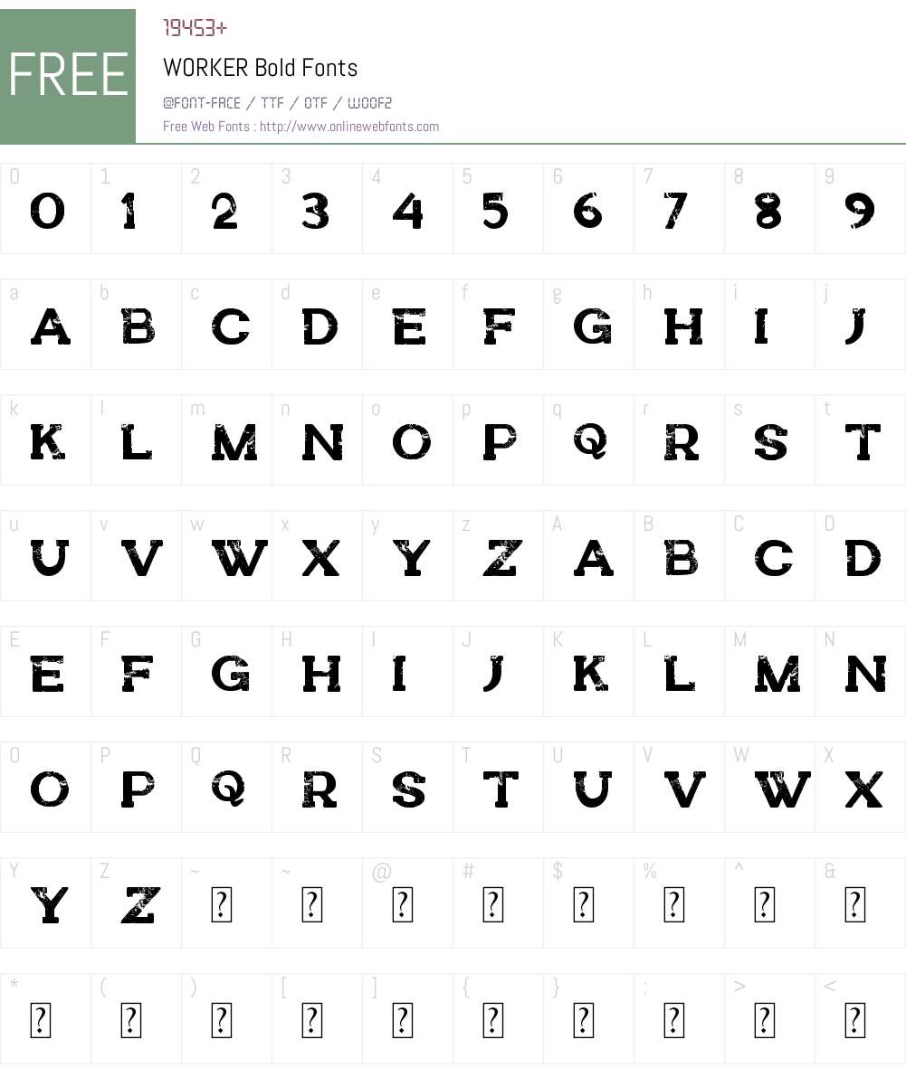 WORKER Bold 1.00;July 13, 2021;FontCreator 13.0.0.2683 32-bit Fonts ...