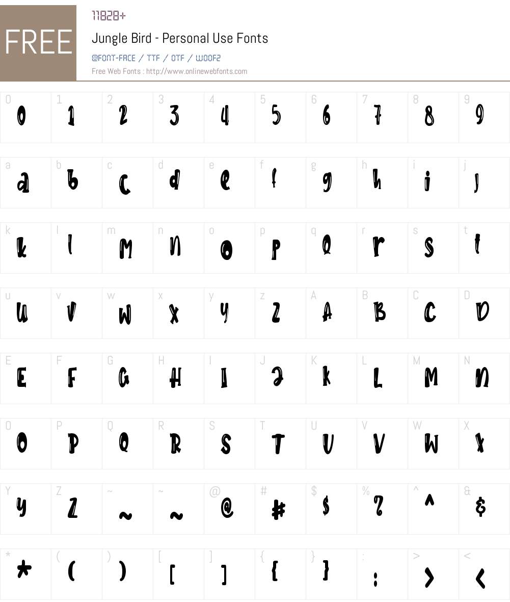 Jungle Bird - Personal Use 1.00;May 26, 2021;FontCreator 13.0.0.2683 32 ...