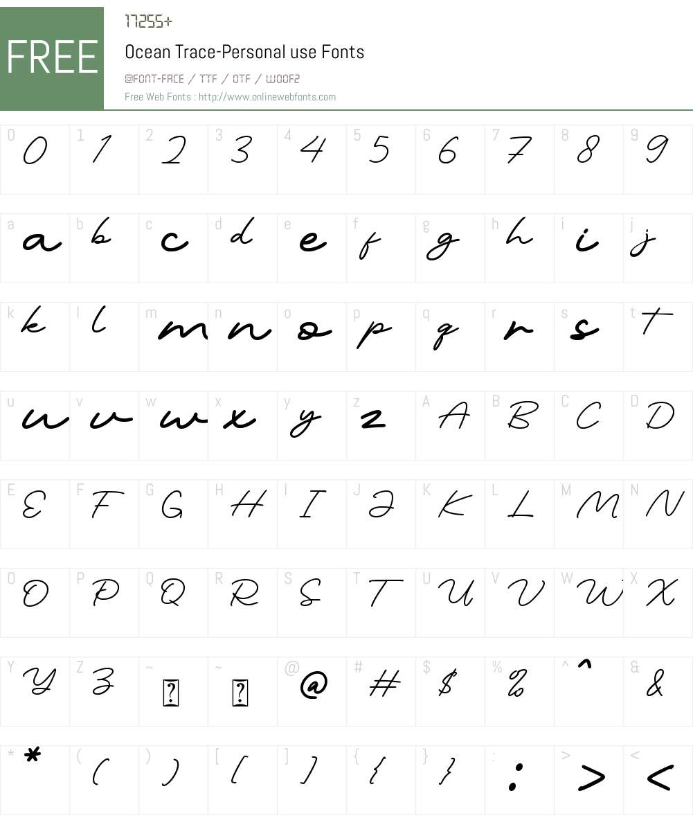 Ocean Trace-Personal use 1.000;August 21, 2024;FontCreator 15.0.0.2970 ...