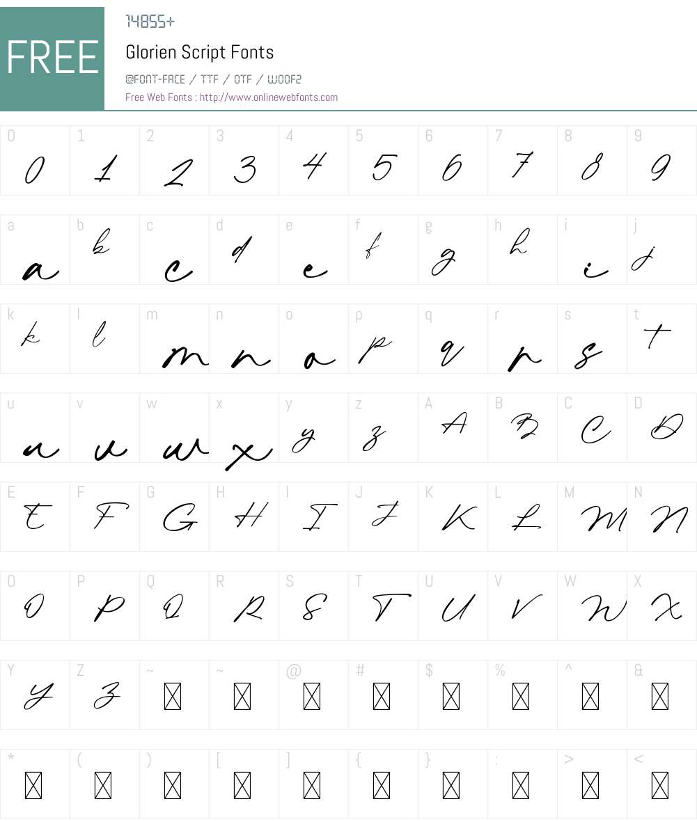 Glorien Script 1.023;Fontself Maker 3.5.8 Fonts Free Download - OnlineWebFonts.COM