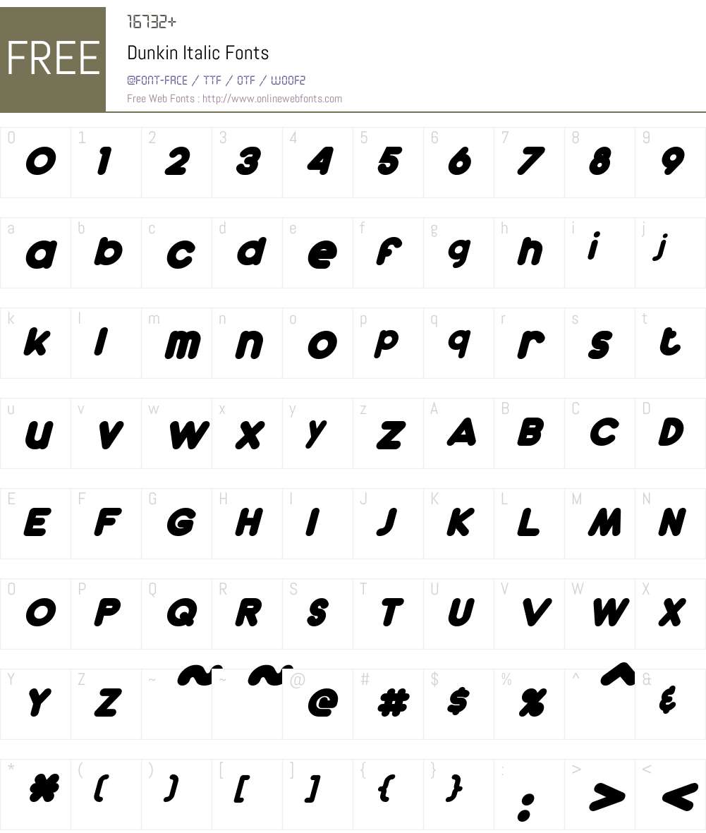 Dunkin Italic 1.10 October 14, 2014 Fonts Free Download ...