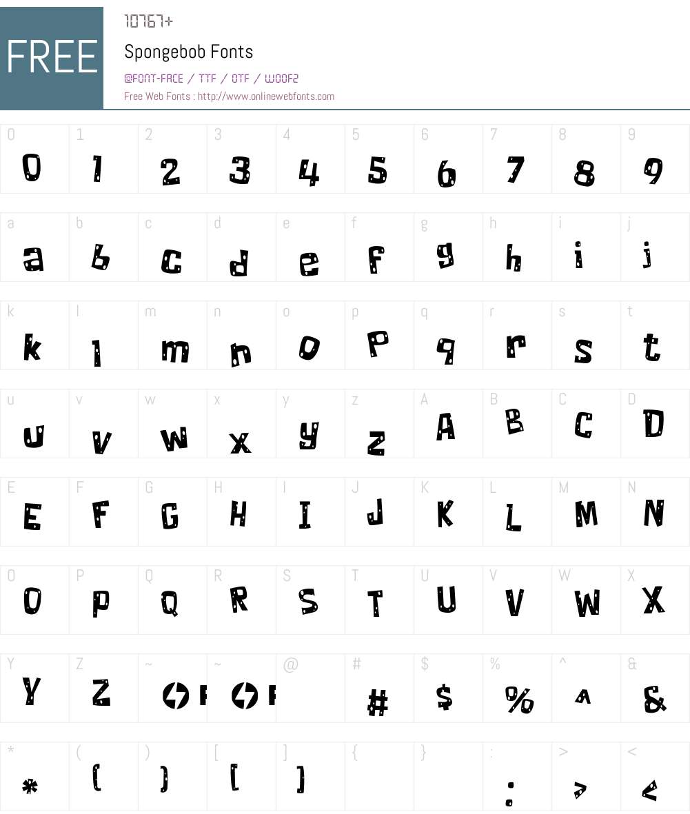 Spongebob 1.00;February 7, 2023;FontCreator 13.0.0.2683 64-bit Fonts ...