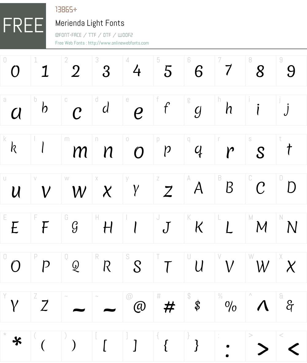 Merienda Light 2.001; ttfautohint (v1.8.4.7-5d5b) Fonts Free Download ...