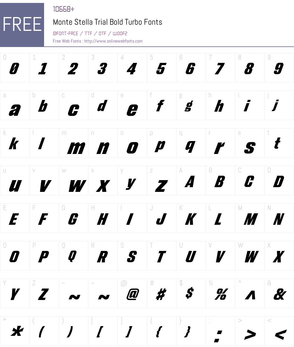Monte Stella Trial Turbo 1.121 Fonts Free Download - OnlineWebFonts.COM