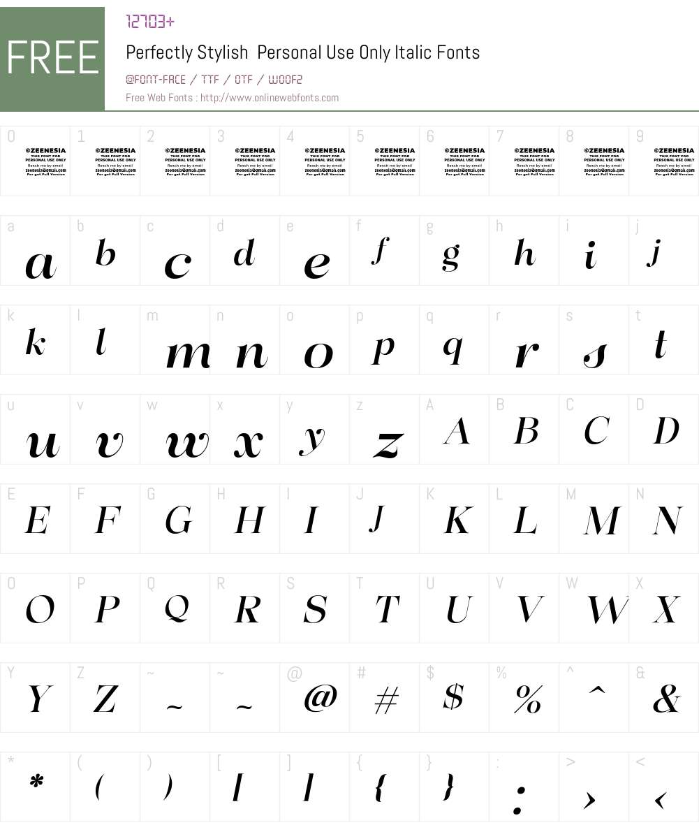 Perfectly Stylish Personal Use Only 1.000;July 2, 2024;FontCreator 15.0 ...