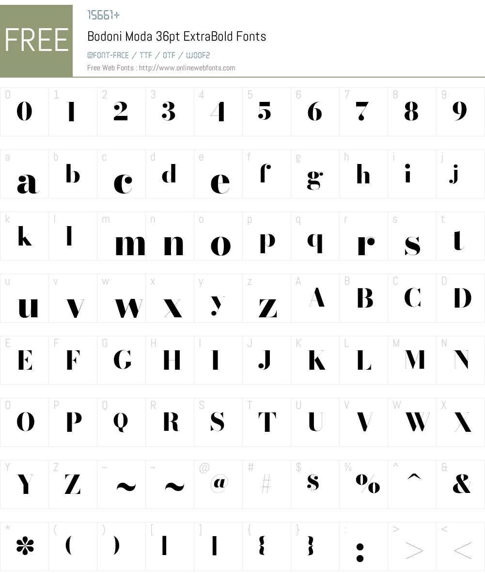 Bodoni Moda 36pt ExtraBold 2.3 Fonts Free Download - OnlineWebFonts.COM