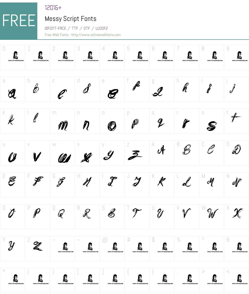 Messy Script 1.00 June 12, 2013, initial release Fonts Free Download - OnlineWebFonts.COM