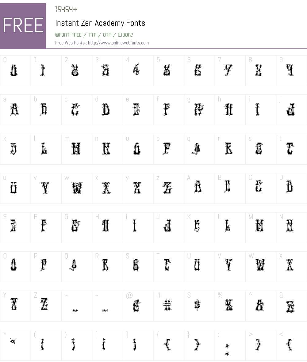 Instant Zen Academy 1.0; 2013 Fonts Free Download - OnlineWebFonts.COM