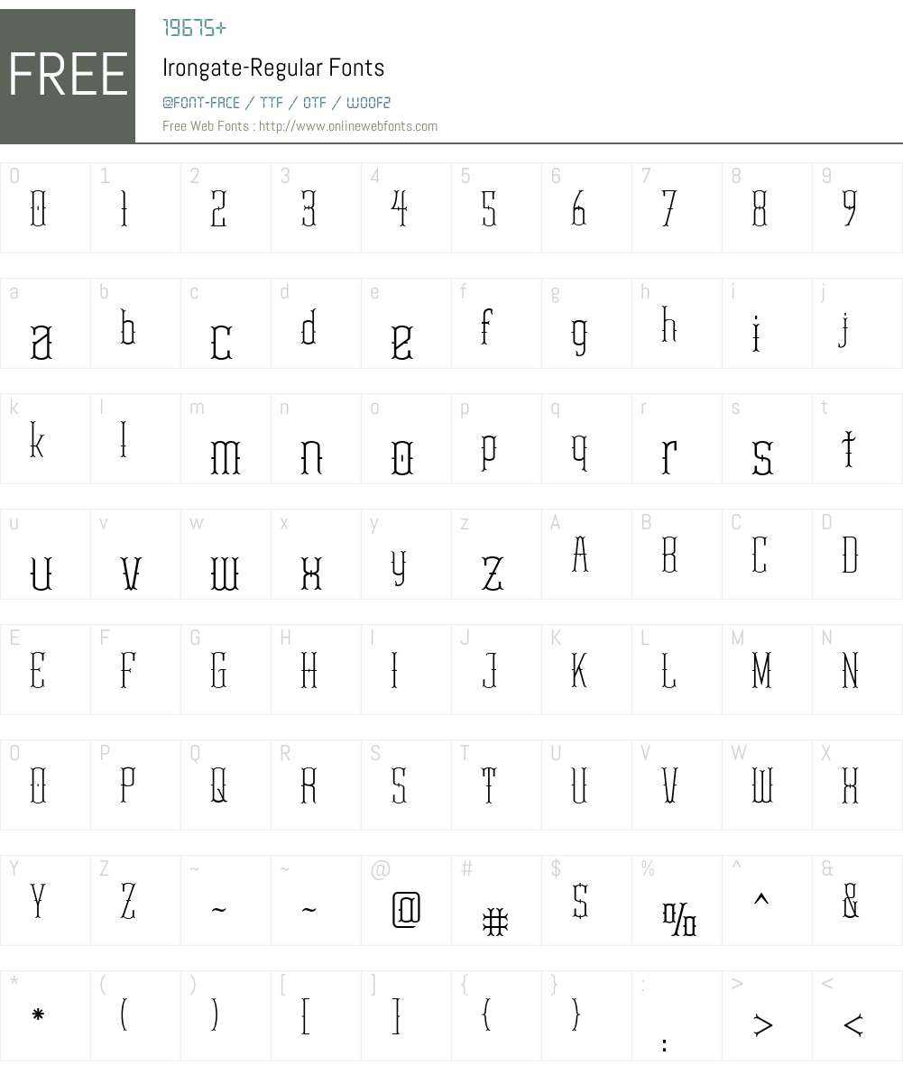 Irongate-Regular 1.001 Fonts Free Download - OnlineWebFonts.COM