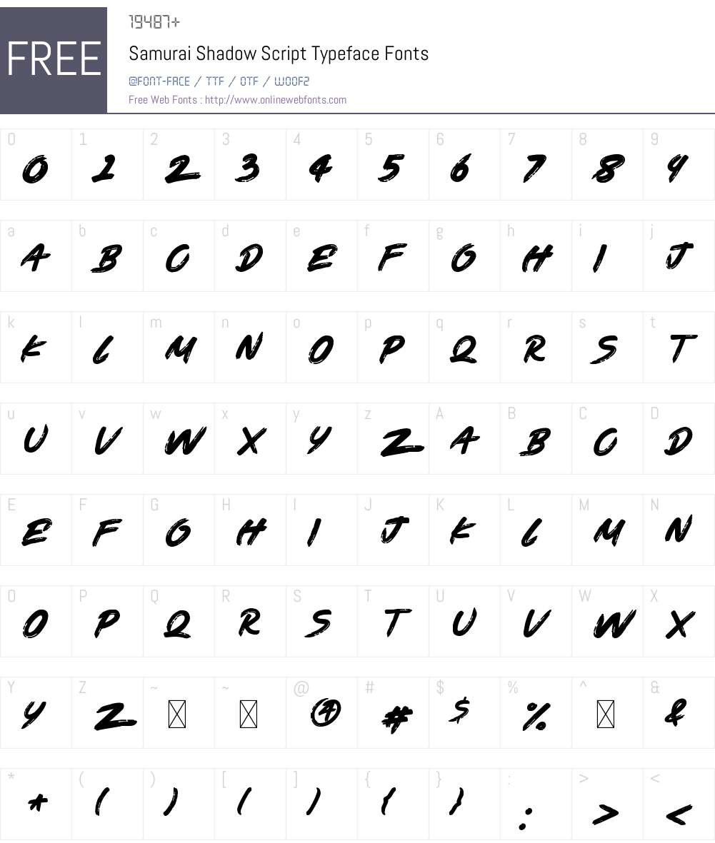 Samurai Shadow Script Typeface 1.027;Fontself Maker 3.5.4 Fonts Free ...