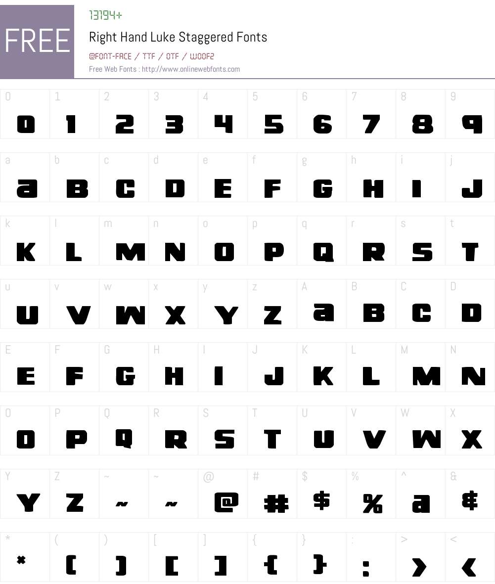 Right Hand Luke Staggered 1.1; 2014 Fonts Free Download ...