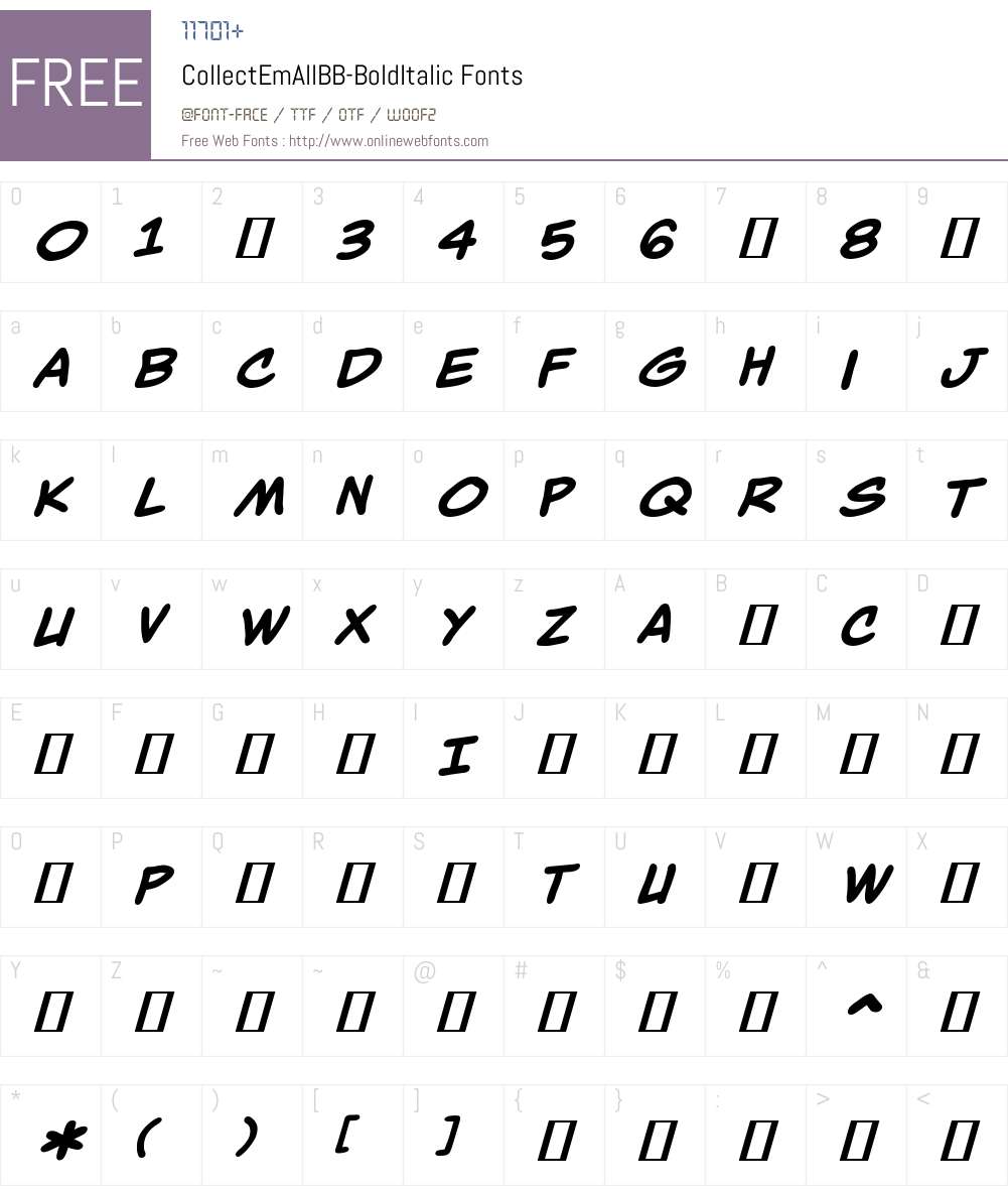 CollectEmAllBB-BoldItalic 1.000;com.myfonts.easy.blambot.collect-em-all ...