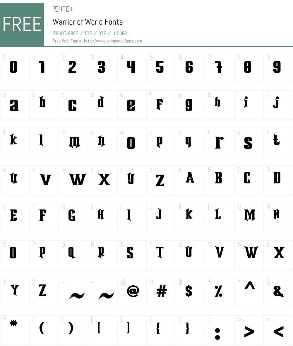 Warrior of World 1.00;February 28, 2021;FontCreator 13.0.0.2683 64-bit ...
