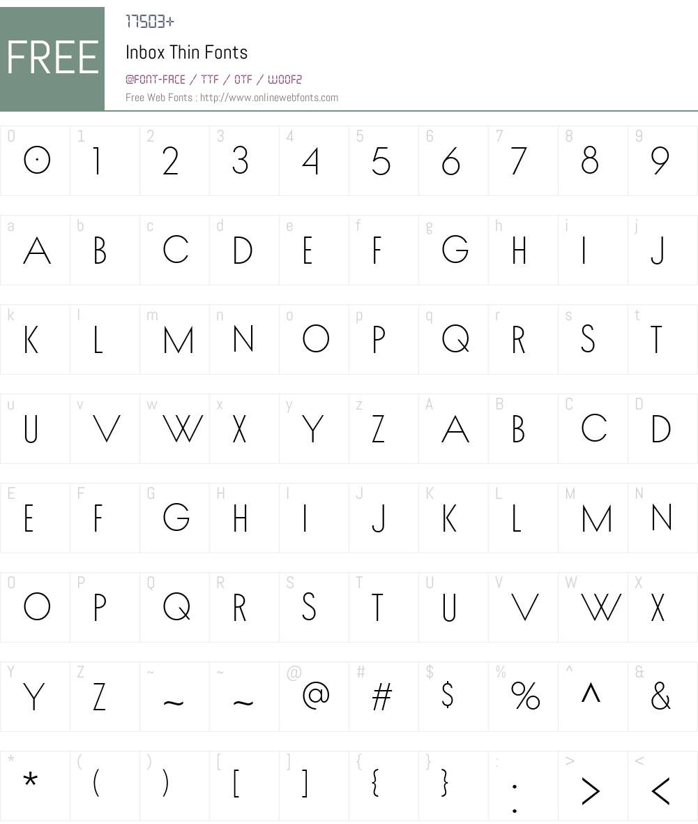 Inbox Thin 1.0 Fonts Free Download - OnlineWebFonts.COM