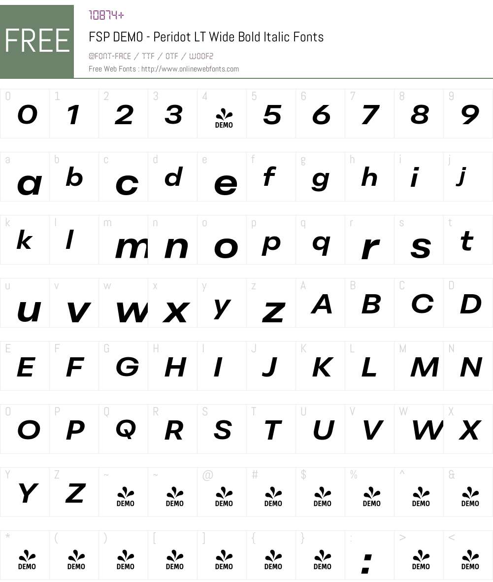 FSP DEMO - Peridot LT Wide 1.000;hotconv 1.0.109;makeotfexe 2.5.65596 ...