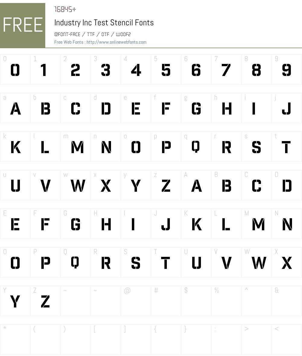 Industry Inc Test Stencil 1.001;PS 001.001;hotconv 1.0.70;makeotf.lib2 ...