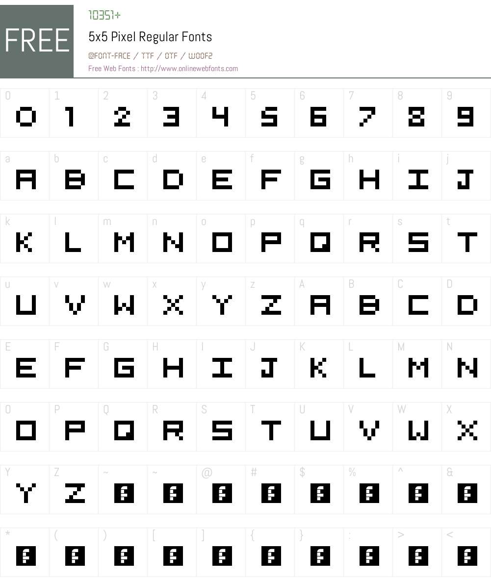 5x5 Pixel Regular 1.0 Fonts Free Download - OnlineWebFonts.COM