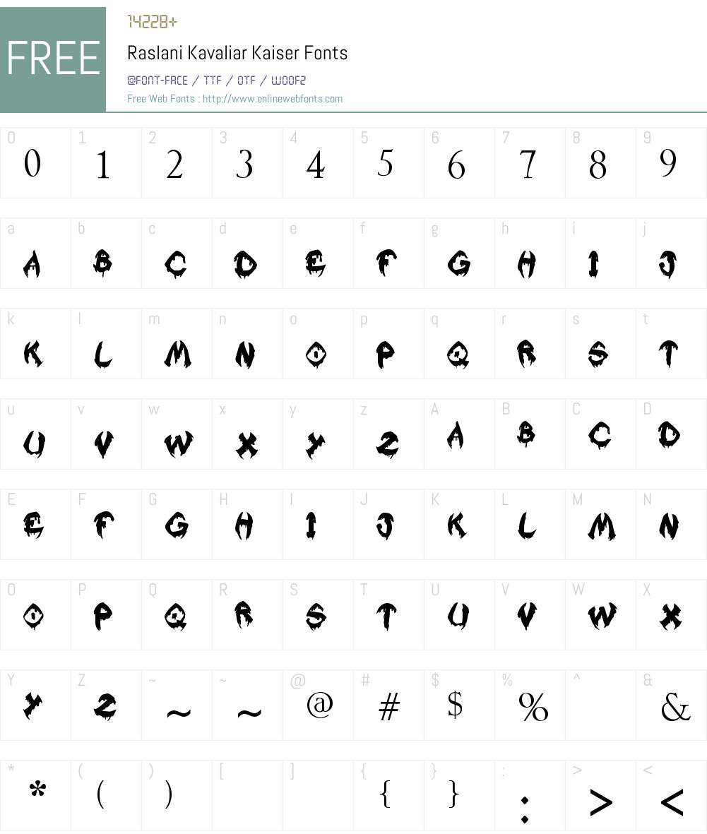 Raslani Kavaliar Kaiser 1.00 July 3, 2009, initial release Fonts Free ...
